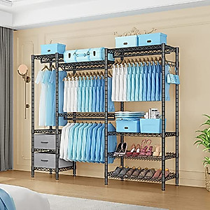 KnnJe Garment Rack Heavy Duty Clothes Rack Clothes Racks for Hanging Clothes, S8 + S7