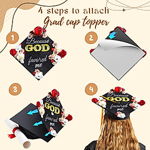 GRADWYSE Once Upon A Time Handmade Graduation Cap Topper Gift For Her Graduation Gift Graduation Cap Decorations, She Believed She Could So She Did (Black)