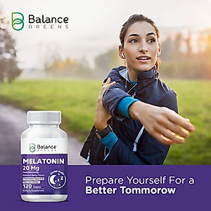 Melatonin 20mg Fast-Dissolve 120 Tablets - Natural Berry Flavor, Non-Habit Forming - Fall Asleep Faster, Stay Asleep Longer, Natural Sleep Aid - Non-GMO, Gluten-Free, Vegan Tablets by Balance Breens