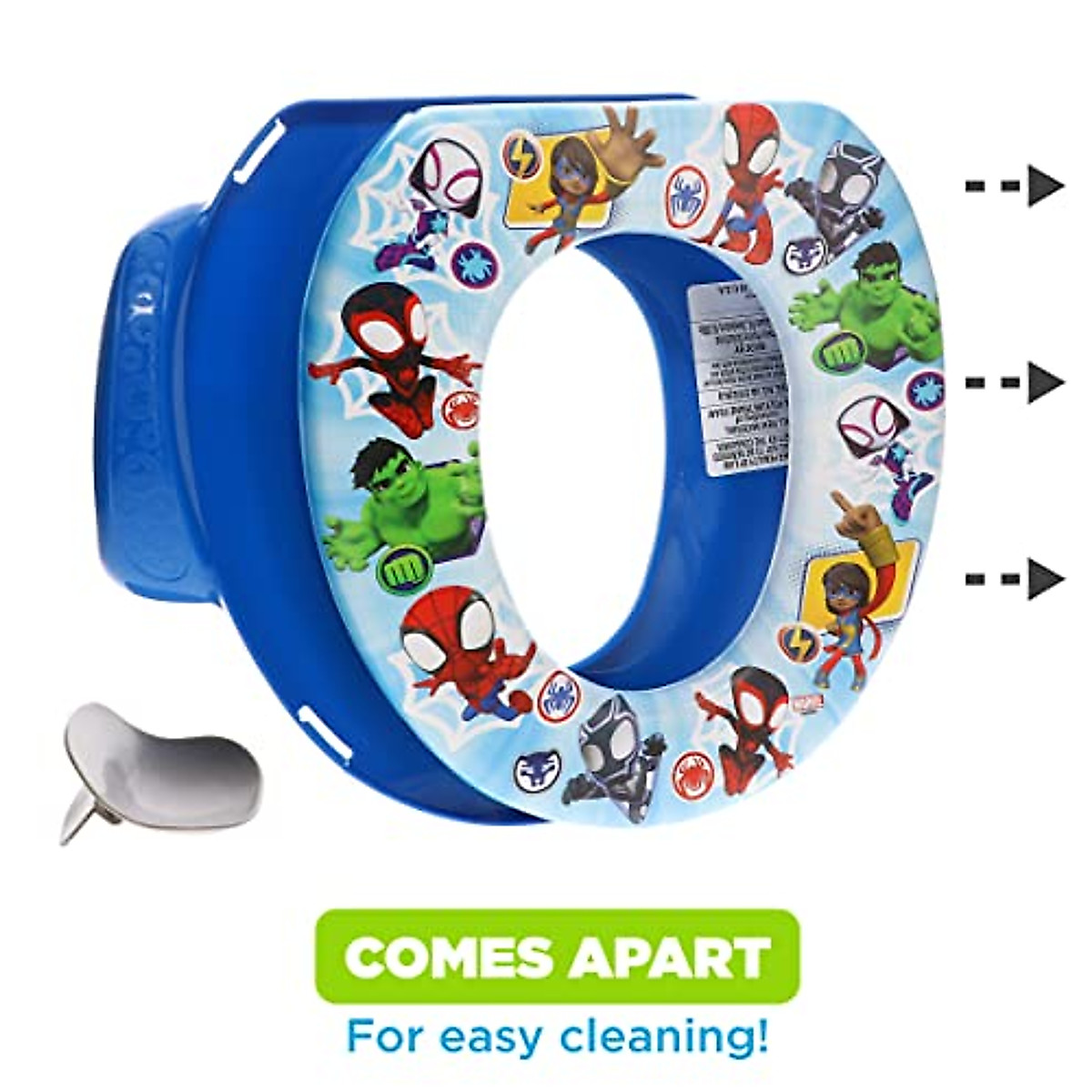 Spidey and His Amazing Friends "Team Up" 2 Piece Essential Potty Training Set - Soft Potty Seat, Step Stool