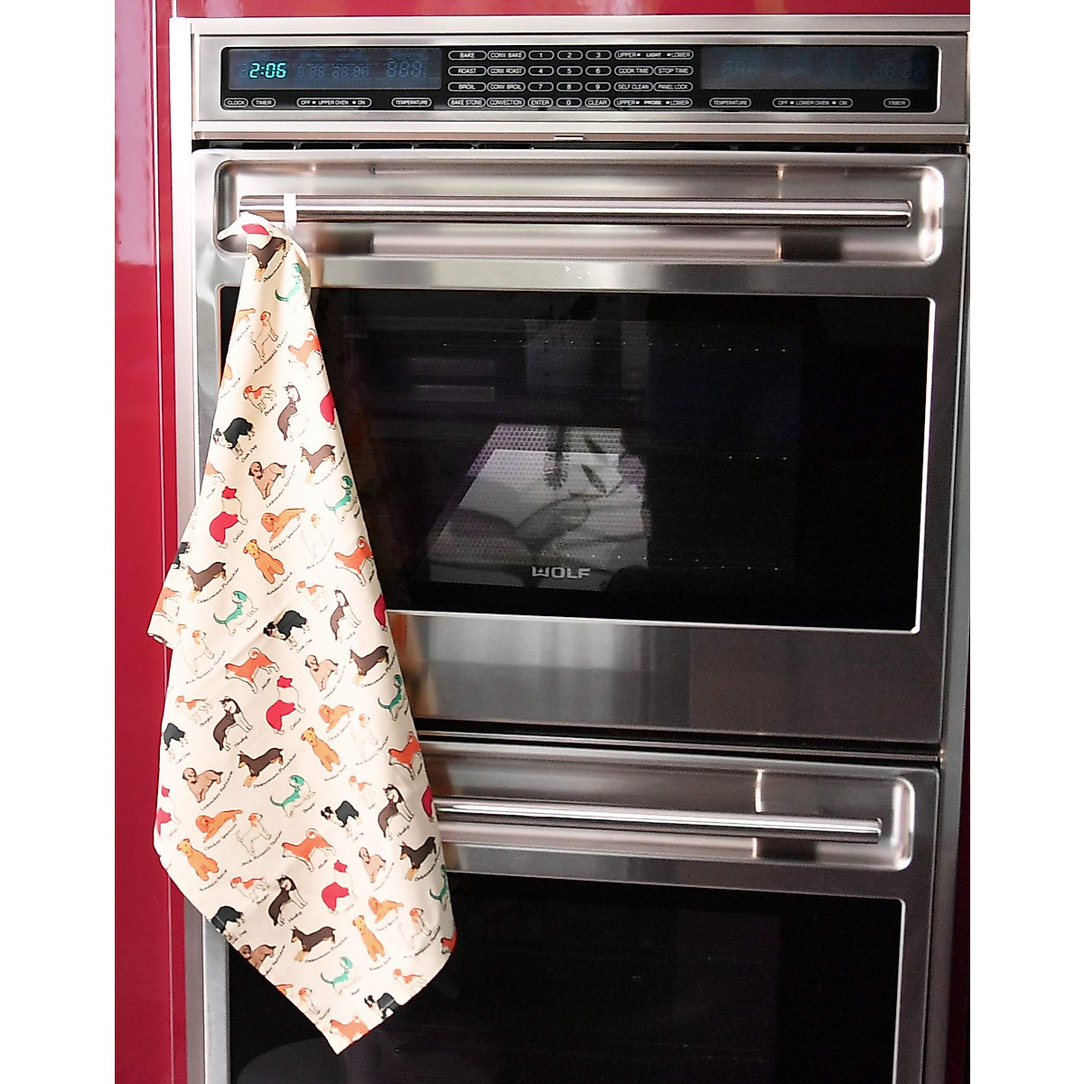 Home-X Dog Illustration Tea Towel for Cooking & Serving, Brightly Colored Print Pattern