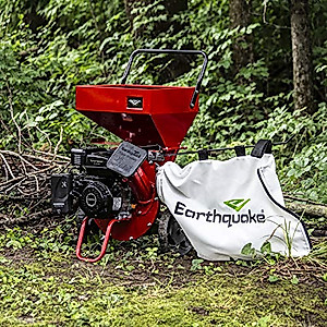 Earthquake Chipper Shredder K33,33964 Heavy Duty 301cc, 4 Cycle Viper Engine, 5-Year Warranty, Dock-and-Lock Debris Bag, 3" Max Wood Diameter Capacity, Red