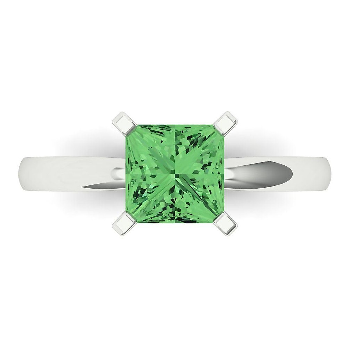 Clara Pucci 1.50 ct Princess Cut Solitaire Green Simulated Diamond Bridal Wedding Anniversary Engagement Ring 14k White Gold
