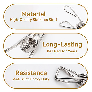 40 Pack Clothes Pins Heavy Duty, 304 Stainless Steel Clothes Pins with Waterproof Bag, Metal Clothespins Assorted Size Include Extra Large, 2.4/2.6/3.4 Inch Laundry Pins for Hanging Clothes Outdoor