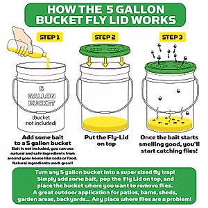 Billy-Bob Fly-Lid 5 Gallon Bucket Fly Lid (2 Pack) Turn Any 5 Gallon Bucket into a Fly Trap!