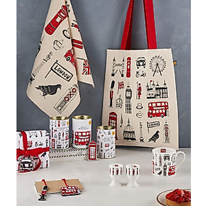 Victoria Eggs | London Tea Towel | Organic Cotton Kitchen Towels | Dish Towels For Kitchen | Tea Towels For Kitchen | London Souvenirs Gifts & British Gifts | London Kitchen Decor | London Gifts