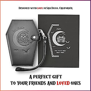 Lazy Skull Large Coffin Wallet – Horror Coffin Purse – Spooky Goth Wallet – Skull Wallet for Women – Gothic Moon Wallet with Zipper – Snap Closure Witch Wallet– Halloween Witchy purse