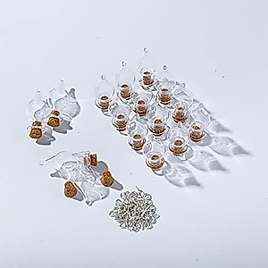 2 ml Mini Teardrop-shaped Glass Bottles Jars with Cork Stoppers with Eye Screws and 3 Small Funnels for Decoration, Art Crafts, DIY Projects, Party Favors (93 Pieces)