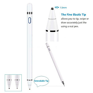 Stylus Pencil Compatible for Apple,Active Stylus Pens for Touch Screens,Smart Rechargeable Capacitive 1.5mm Fine Point iPad Pen and Most Tablets on Touchscreen Devices Stylus with Pen (White)
