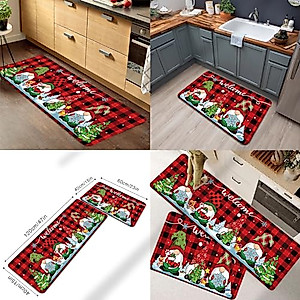 Valcatch Christmas Kitchen Rug, Non Slip Kitchen Mat 2 Pieces, Christmas Decor for Kitchen, Kitchen Rugs and Mats Washable, Comfort Standing Runner Mats for Laundry, Sink, Bathroom(Christmas 01)