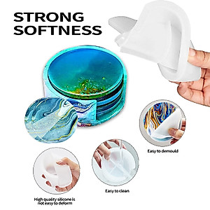 5PCS Resin Coaster Molds Resin Molds Coaster Molds for Epoxy Resin Coaster Resin Mold Silicone Molds Coaster Molds for Resin Casting Round Silicone Casting Molds for DIY Process and Home Decoration