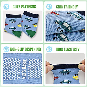 Tphon Non Slip Kids Toddler Socks with Gripper 12 Pairs Anti Skid Boys Girls Socks for Baby Socks for 1-3 Year Children