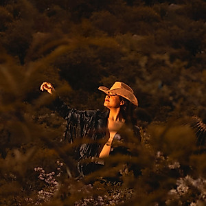 Lisianthus Women Men Western Cowboy Cowgirl Hat Outdoor Felt Wide Brim Hat Star-Beige