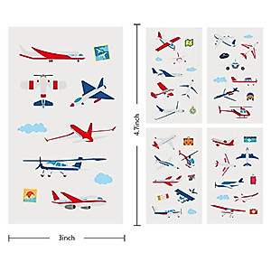 24 Sheets Airplane Temporary Tattoos, Birthday Decorations Airplane Party Favors