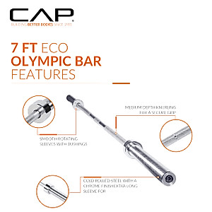 CAP Barbell Classic 7-Foot Olympic Bar, Chrome - New Version (OBIS-85)