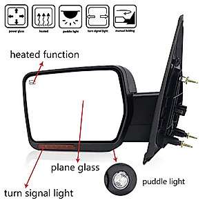 Perfit Zone TOWING MIRROR Replacement Fit For RIGHT Passenger Side F150 07-14 POWERED,BLACK,HEATED,W/AMBER SIGNAL