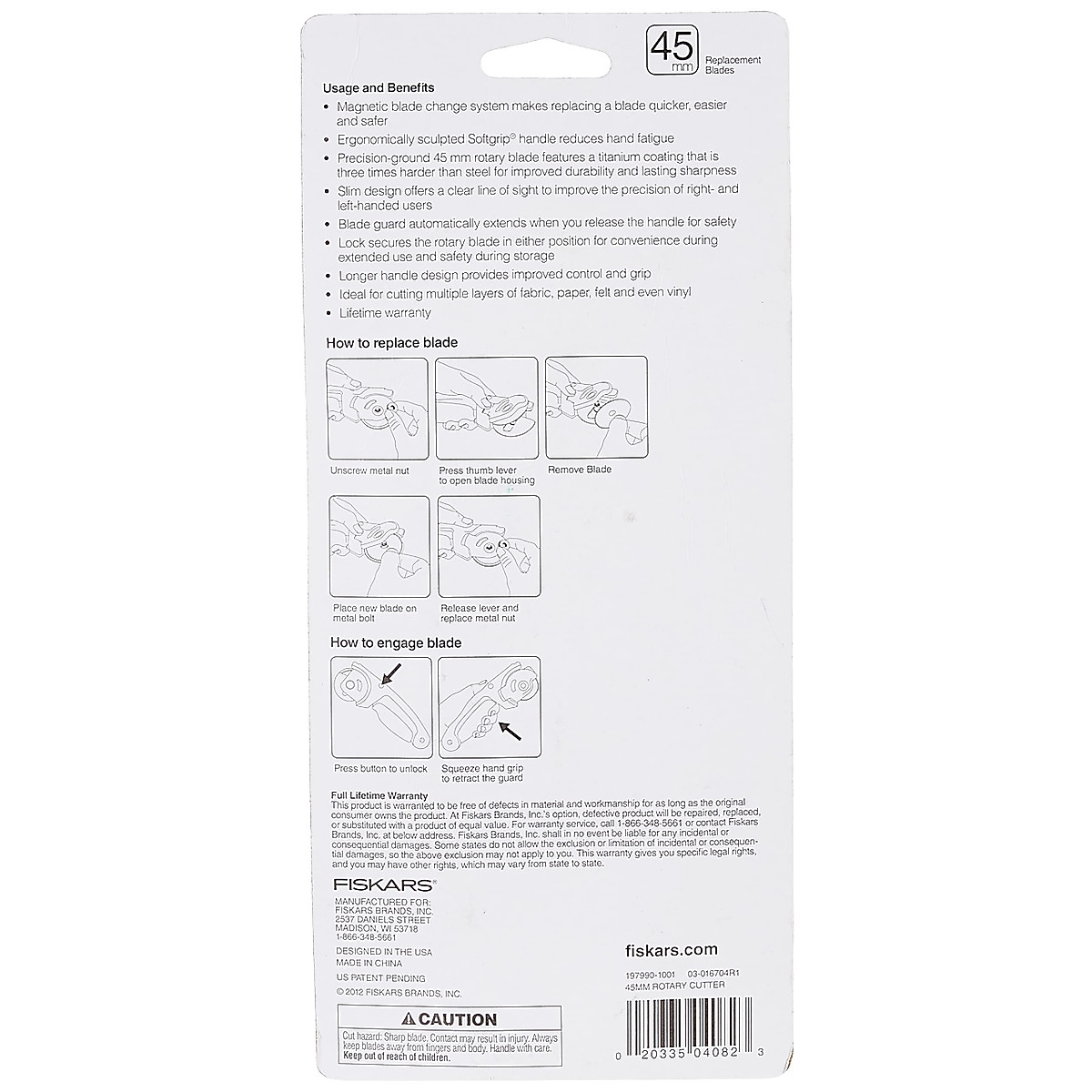 Fiskars 197990-1001 Easy Change Ergo Control Rotary Cutter, 45mm