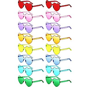 Colzzy 16 Pair Heart Shaped Sunglasses Candy Color Glasses Frameless Sunglasses for Party Women(Fresh Colors)
