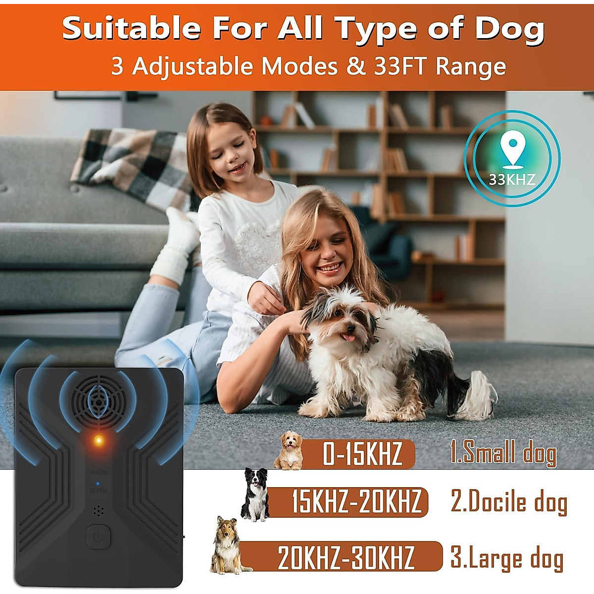 Anti Barking Device, Ultrasonic Dog Bark Deterrent Devices, Rechargeable Dog Barking Control Devices, Dog Barking Silencer with 3 Modes, Bark Box for Indoor & Outdoor Use