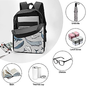 Whale Travel Backpack Casual 17 Inch Large Daypack Shoulder Bag with Adjustable Shoulder Straps