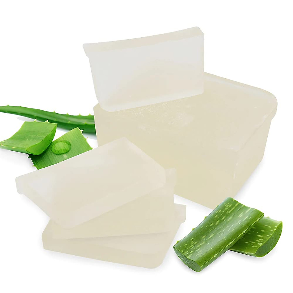 Primal Elements Aloe Soap Base - Moisturizing Melt and Pour Glycerin Soap Base for Crafting and Soap Making, Vegan, Cruelty Free, Easy to Cut - 2 Pound
