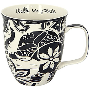 Karma Ceramic Black and White Boho Mug, 1 Count (Pack of 1), Elephant