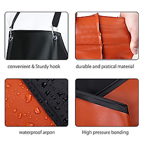 Jaspfct Waterproof Rubber Vinyl Apron,43''Waterproof Apron Dishwashing/Kitchen Cooking,Best for DishWasher, Cleaning, Butcher MD006-Blackred