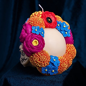 Dia De Los Muertos Floral Skull Scented Candle for Day of The Dead Mexico Decoration