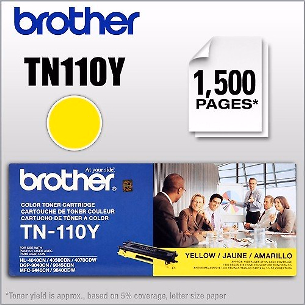 Brother TN-110Y DCP-9040 9042 9045 HL-4040 4050 4070 MFC-9440 9450 9840 Toner -Cartridge (Yellow) in Retail Packaging