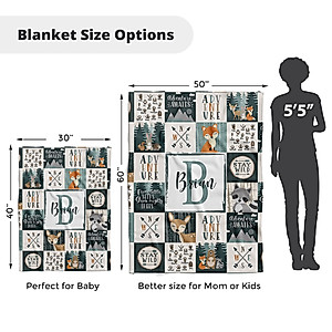 Honestchi Personalized Woodland Baby Blankets for Boys with Name - Repeating Name Custom Baby Blankets - Customized Gifts for Newborn Boy - Soft Fleece