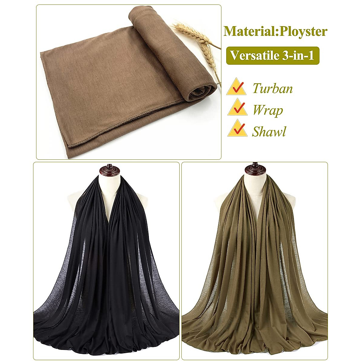 Harewom 3PCS Head Wraps for Black Women Turban Headwraps Stretchy African Hair Wraps Soft Jersey Head Scarf Tie Headbands Pack