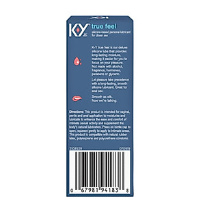 K-Y True Feel Lube, Personal Lubricant, Silicone-Based Formula, Safe to Use with Condoms, For Men, Women and Couples, 1.5 FL OZ (Pack of 2)