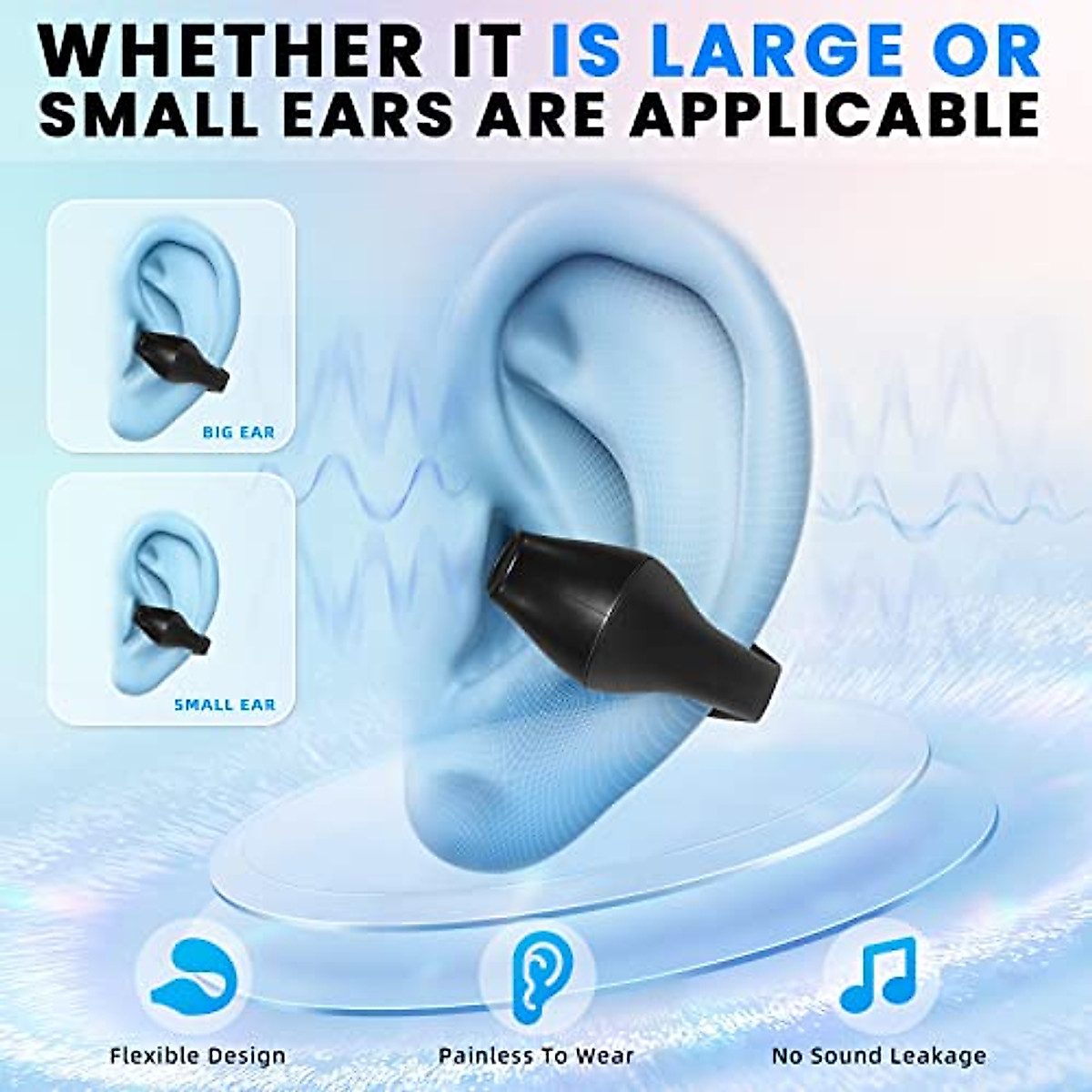 Bone Conduction Headphones Bluetooth Clip On Wireless Earbuds Open Ear Headphones Sport Ear Buds Air Conduction Headphones with Charging Case Waterproof Outer Headphones Black