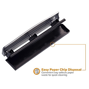 Bostitch Office Premium 3 Hole Punch, 12 Sheet Capacity, Metal, Rubber Base, Easy-Clean Tray, Silver, 2-Pack