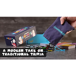 Hexaquest: Strategic Trivia Board Game - 1500 Questions, 6 Categories, 65 Hexagon Tiles, Luxury Bag - Quick to Learn