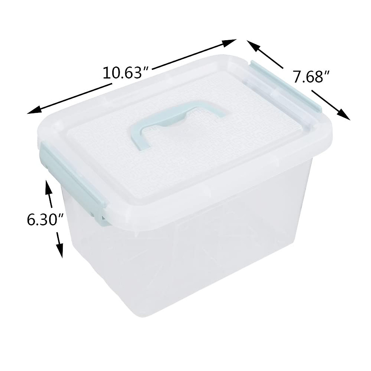 Pekky Plastic Storage Bin with Handle, Clear Latching Tote, 6 Quart, 6 Packs