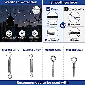 Muzata 165feet Wire Rope Black Vinyl Coated 1/16" Overmolded to 3/32" Stainless Steel Aircraft Cable7x7 Strand String Hanging DIY Outdoor Indoor WR10 WP1