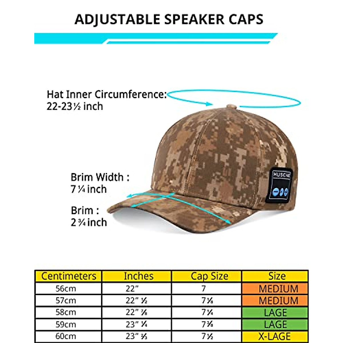 EDYELL Hat with Bluetooth Speaker Adjustable Bluetooth Hat Wireless Smart Speakerphone Cap for Outdoor Sport Baseball Cap is The Birthday Gifts for Men/Women/Boys/Girls