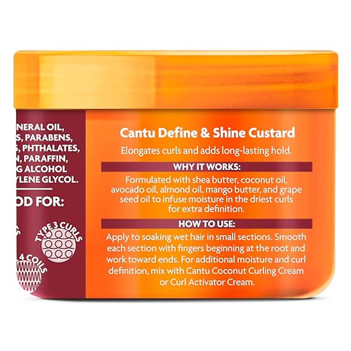 Cantu Define & Shine Custard with Shea Butter for Natural Hair, 12 oz (Packaging May Vary)