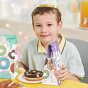 30 PCS Donut Party Favor Candy Bags with 36 Stickers, Sweet one two Birthday Party Decorations, Donut Candy Goodie Bags for Girls Kids Birthday Party, Baby Shower, Weddings, Valentines, Halloween