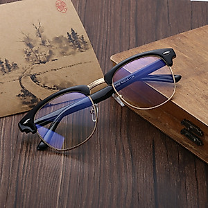 Pro Acme Blue Light Blocking Glasses Semi Rimless Frame Filter Blue Ray Computer Glasses (Matte Black)