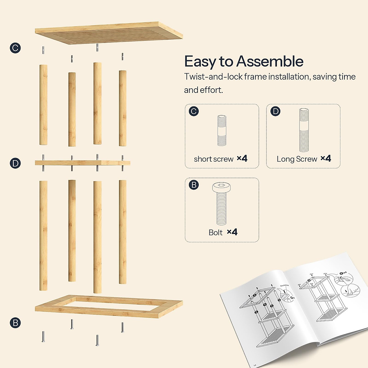 HOOBRO Side Table, Boho C Shaped End Table with Storage Shelf, Slim Nightstand Bedside Table, Couch Side Table for Small Space, Living Room, Bedroom, Home Office, Easy Assembly, Natural YL12SF01