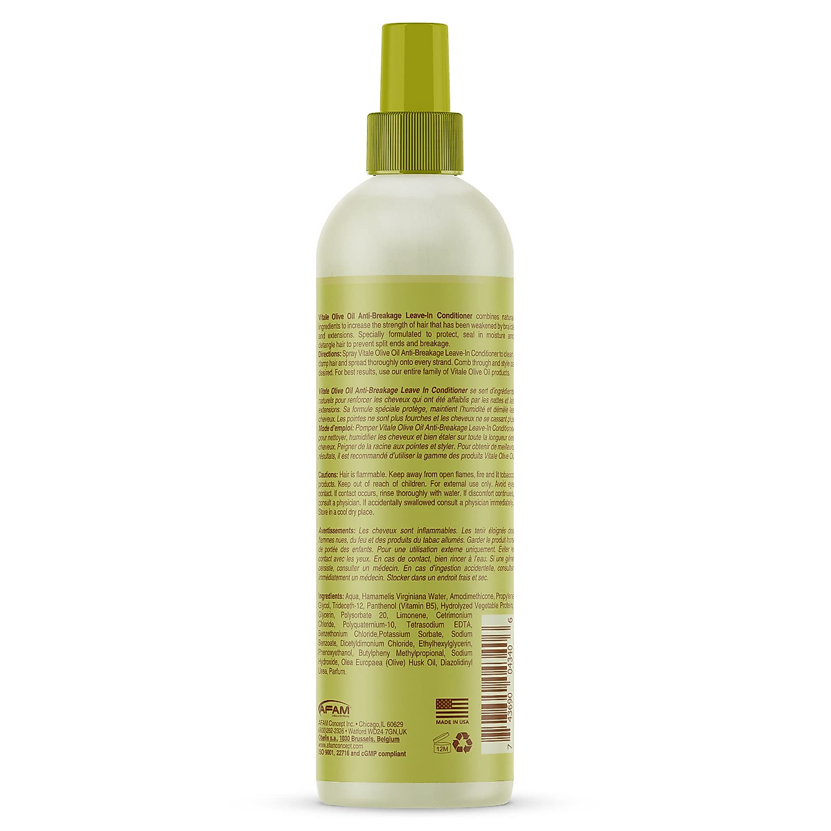 VITALE olive oil anti breakage leave in conditioner 12 fluid ounce, White, 12 Fl Ounce