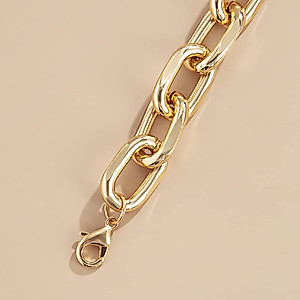 JWICOS Gold Boho Stacking Chunky Bangle Bracelet for Women and Girls Flat Mariner Bracelet Cuban Chain Bracelet Set Cut Rope Chain Bracelet for Women and Girls Gift Set of 4 (Gold)