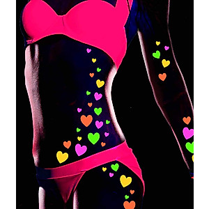 Sasswear Blacklight Heart Body Stickers - Neon, 40/pk