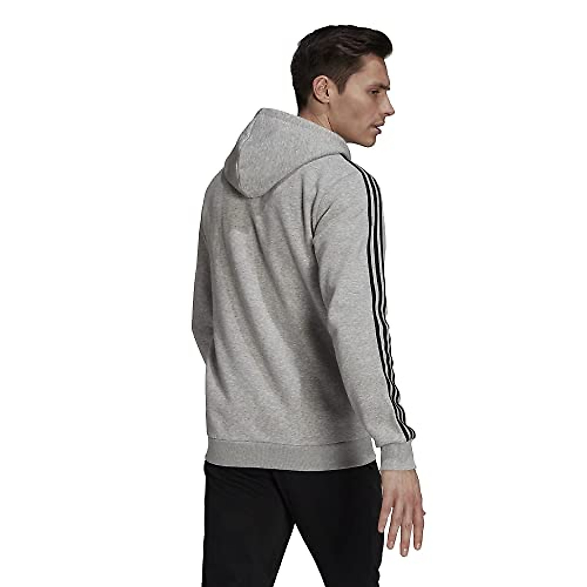 adidas Men's Essentials Fleece 3-Stripes Full-Zip Hoodie, Medium Grey Heather, 4X-Large