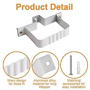 MOROBOR Downspout Fasteners, 2 Pcs White Downspout Wall Bracket Downspout Pipe Clips Downspout Gutter Straps Downspout Adapter for Home Building Roof Drain