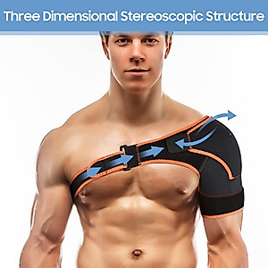 Shoulder Stability Brace, Compression Sleeves Recovery Rotator Cuff Support Wrap with Pressure Pad Adjustable Breathable Arm Strap for Men Women AC Joint Pain Relief Injuries Tears Dislocated