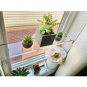 Elegant and Sophisticated Floating Window Shelf (21", Single Shelf) - Crystal Clear Recessed Durable Strong Acrylic Trinket, Plants, Succulents Indoor Collection Display Stand Trendy Modern Boho Chic