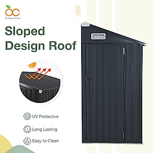 OC Orange-Casual 6 x 4 FT Outdoor Storage Shed, Metal Garden Tool Shed, Outside Sheds & Outdoor Storage Galvanized Steel w/Lockable Door for Backyard, Patio, Lawn, Black